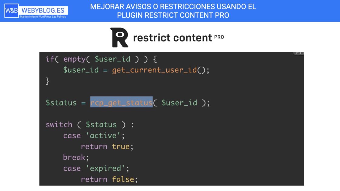 Avisos o restricciones usando el plugin Restrict Content Pro